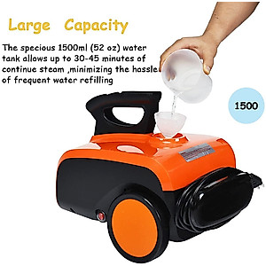COSTWAY Multipurpose Steam Cleaner with 19 Accessories, Heavy Duty Household Steamer Chemical-Free Cleaning, 1.5L Dual-Tank Rolling Cleaning Machine for Carpet, Floor, Window and Car, Orange+Black