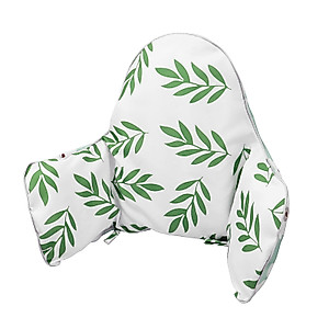 High Chair Cushion, Type High Chair Cover Pad, Highchair Cushion for IKEA Antilop Highchair, Exquisite Edge Banding, Built-in Inflatable Cushion,Baby Sitting More Comfortable (Green Leaves Pattern)
