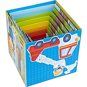 HABA Fire Brigade Sturdy Cardboard Nesting & Stacking Cubes - Reinforcing Numbers 1-10 with Rescue Themes on Each Side