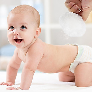 EXCEART Empty Body Powder Container Powder Puff Box Puff Sponge Case for Baby Infant Newborn Home and Travel (Blue)