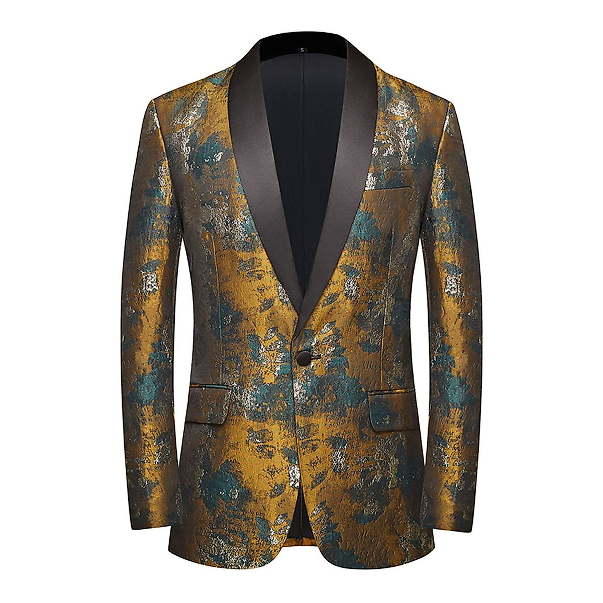 CARFFIV Men's Vintage Jacquard Blazer Blazer Blazer Prom, Banquet, Dinner, Wedding, Prom, Party,Grey,3XL