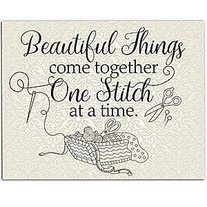 Beautiful Things Come Together One Stitch At A Time Poster, Wall Poster for Home Kitchen Bar Coffee Shop, Sewing Lover Decor, Gift for Quilters, Seamstresses, 11x14 Inch Unframe