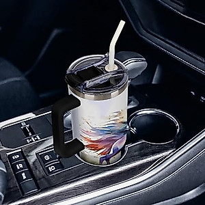 Running Horse Watercolor 40 Oz Stainless Steel Cup Travel Tumbler with Handle and Straw Lightweight Coffee Mug for Home Office