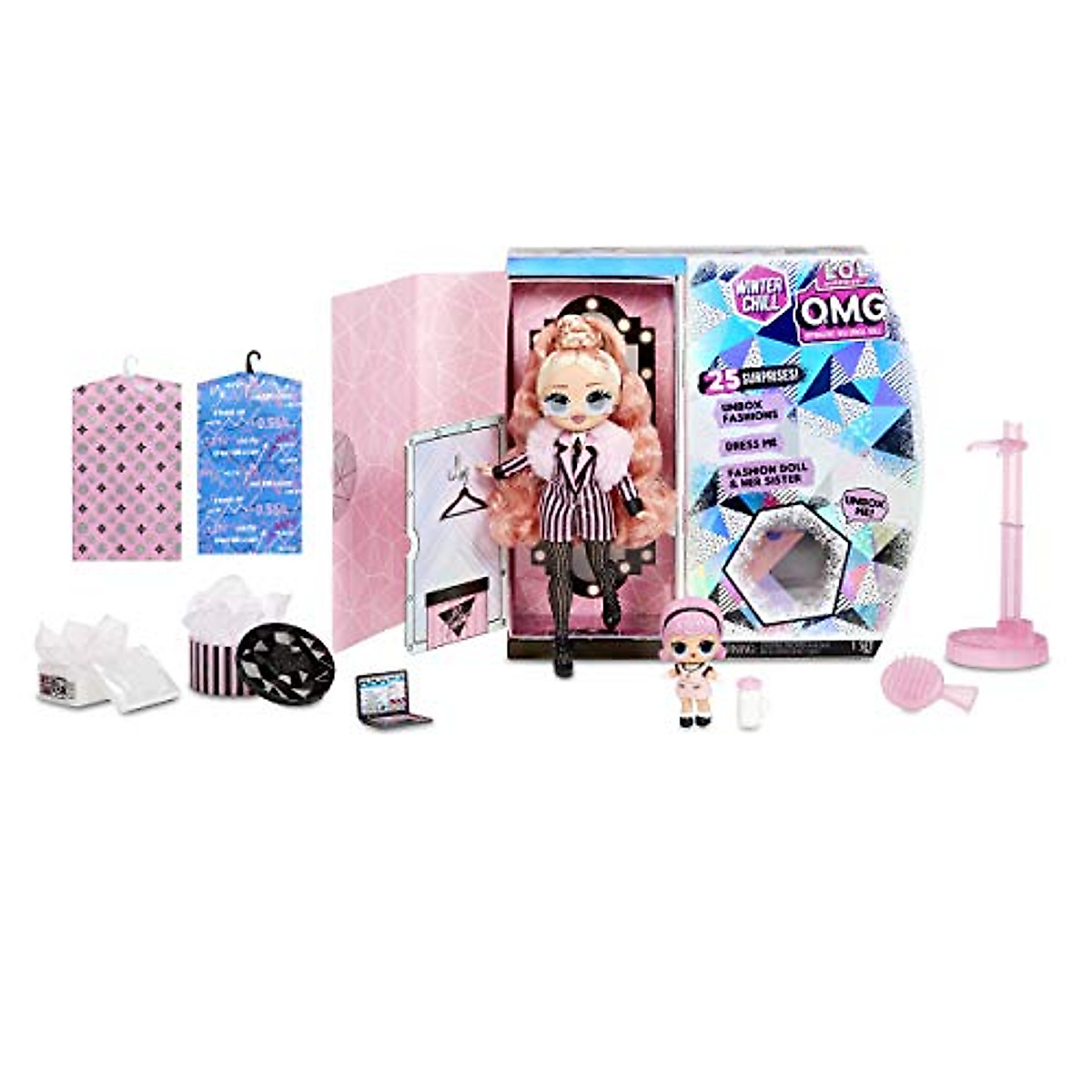 L.O.L. Surprise! O.M.G. Winter Chill Big Wig Fashion Doll & Madame Queen Doll with 25 Surprises