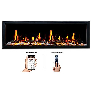 Litedeer Latitude 55" Smart Built-in Linear Electric Fireplace with Fire Crackling Sounds Smart Fireplace App WiFi Enabled - ZEF55V, Black