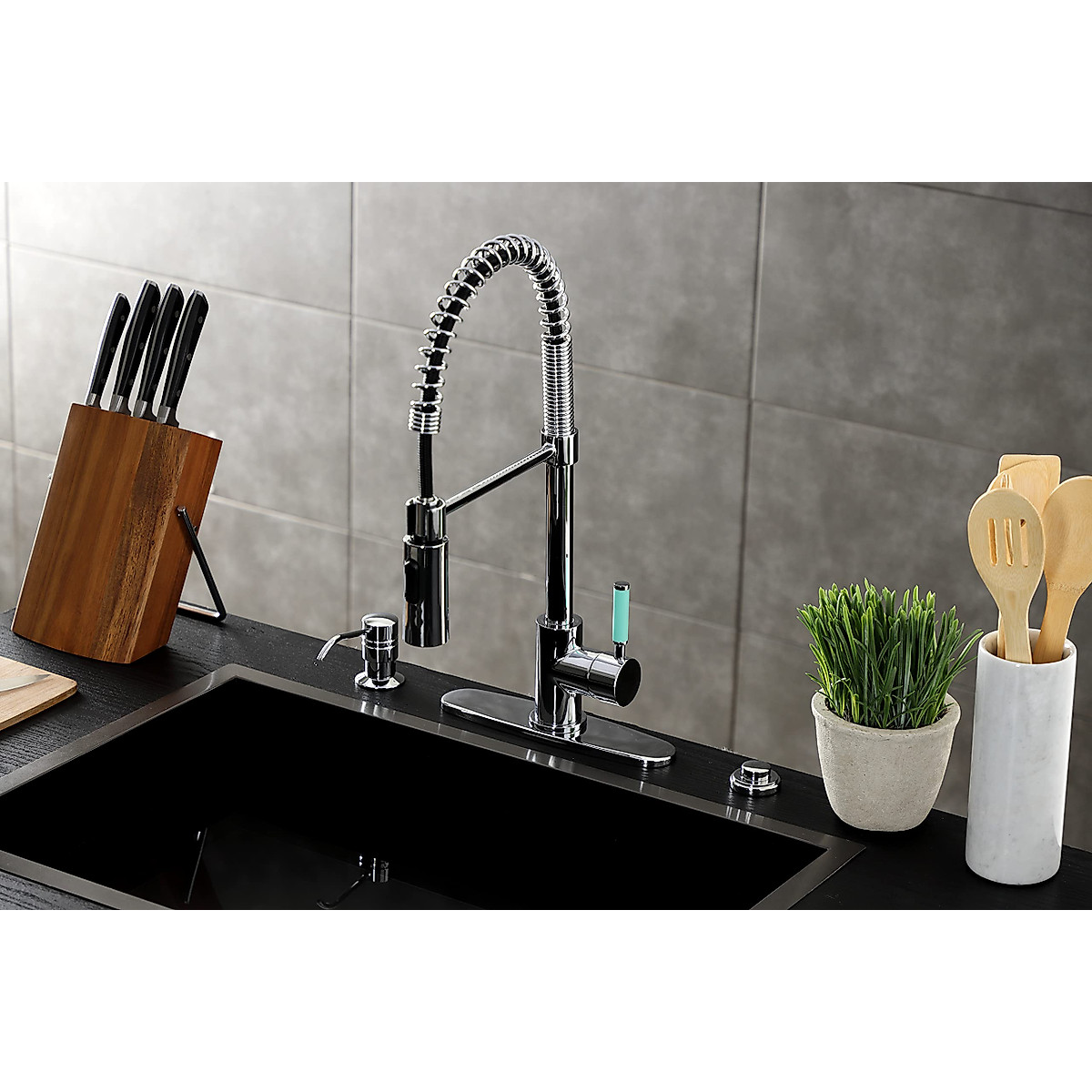 Kingston Brass LS8771DKL Kaiser Pre-Rinse Kitchen Faucet, 8 Inch in Spout Reach, Polished Chrome