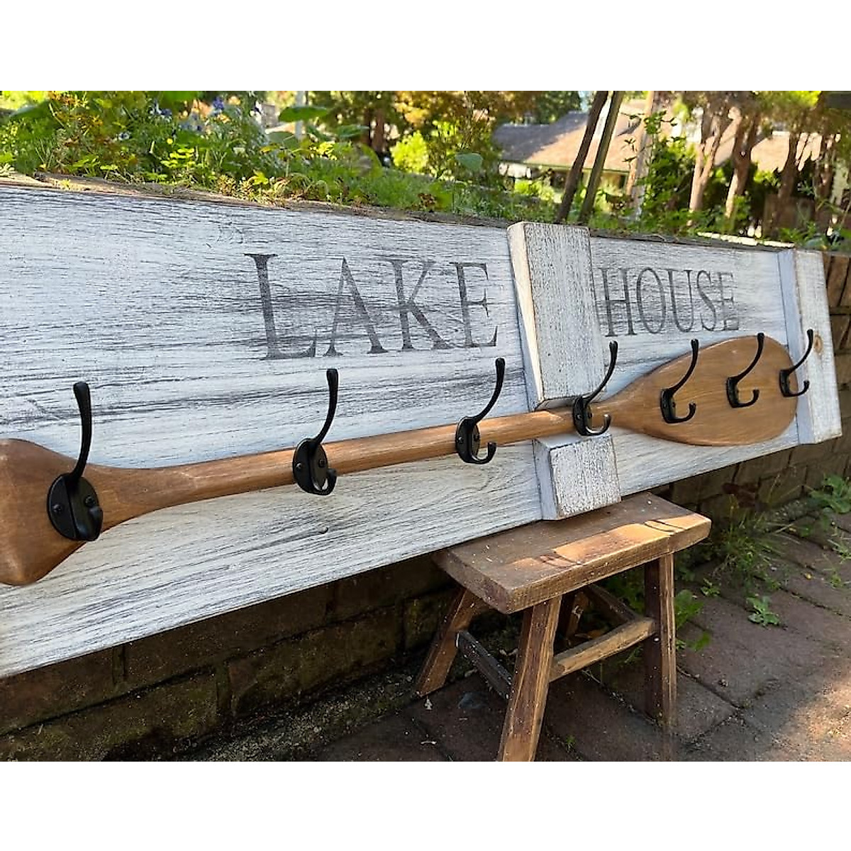 SEUHF Entryway Hook Rack, Rustic Paddle Wall Mounted,Coat Rack for The Lake House, Bathroom Towel Hanger