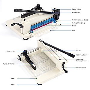 Heavy Duty Paper Cutter,12 inch Guillotine Paper Cutter,Guillotine Paper Cutters and Trimmers Cards Leather with Metal Base for Office Home School (White, a4)