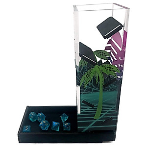 C4Labs Deluxe Dice Tray and Dice Tower - Synthwave (Dice Tray and Tower Bundle)