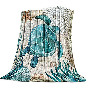 Aomike Flannel Fleece Throw Blanket for Couch- 39" x 49", Underwater World Sea Turtle Nature Watercolor Style Blanket Super Soft Cozy Plush Microfiber Fluffy Blanket Lightweight Warm Bed Blanket