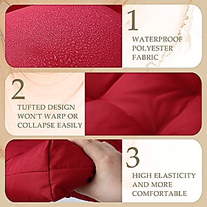 Maitys 5 Pieces Waterproof Outdoor Cushions Couch Cushion Set Wicker Chair Cushions Group Loveseat Cushions Lumbar Pillows for Patio Backyard Porch Garden Furniture (Wine Red)