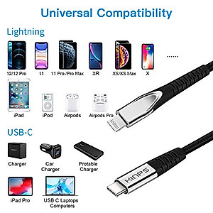 KINPS MFI Certified (10ft/3m) USB C to Lightning Fast Charging Cable Compatible with iPhone 12/11/11Pro/11 Pro Max/XS MAX/XS/XR/X, Supports Power Delivery(for Use with Type C Chargers), Black