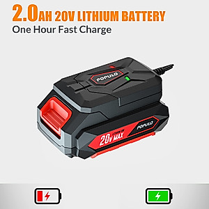 POPULO Cordless Reciprocating Saw, 20V MAX Battery Power Saw, Electric Reciprocating Saws for Wood, Trees, Metal, or PVC Pipe Cutting, Cordless Saw with 2.0Ah Battery, and Fast Charger