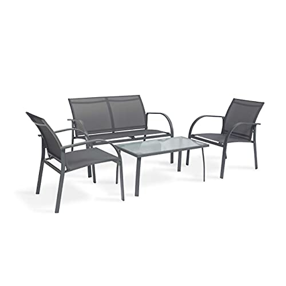 Sigtua Patio Conversation Sets, 4 Pieces Modern Garden Furniture Sets for 4 Seaters, Casual Outdoor Seating Group for Patio, Lawn, Poolside and Alfresco, Weather Resistant
