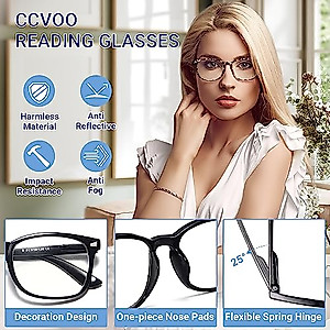 CCVOO 5 Pack Blue Light Blocking Reading Glasses, Filter UV Ray/Glare Fashion Non Prescription Fake Gaming Eyeglasses Women/Men (*C1 Mix, 2.5)