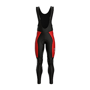 Sparx Men Winter Cycling Thermal Roubaix Bib Tights Padded Bib Pants High Viz Bike Leggings (Red, M)