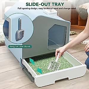 YITAHOME Extra Large Enclosed Cat Litter Box with Mat and Litter Scoop, Odorless Anti-Splashing XL Covered Hooded Cat Box, No Installation Needed