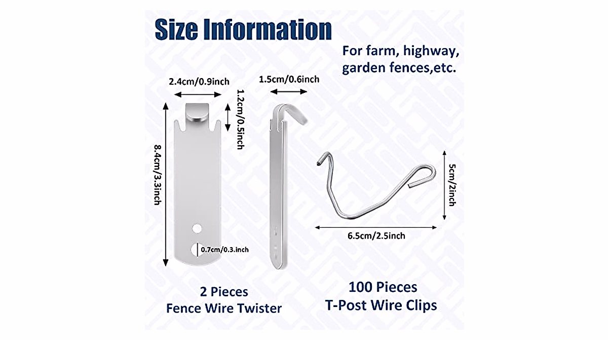 Durable T Post Wire Clips & Fence Twister for Secure Fences