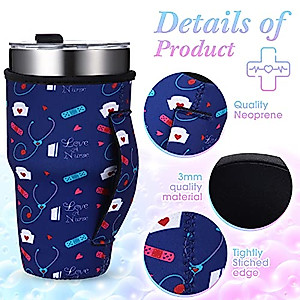 6 Pcs Nurses Appreciation Gifts Reusable Iced Coffee Cup Sleeve Neoprene Insulated Sleeves Tumbler Cup Drinks Sleeve Holder with Handle for Nurse Birthday Graduation Birthday 30 oz Cold Hot Beverages