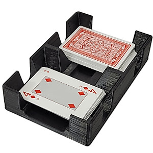 Deluxe Playing Card Tray or Caddy for Card Games Like Canasta, Rummy, UNO and More - Cardian Brand cardholder/Caddy with Felted Bottom - Non-Swivel - Made in USA (Black)