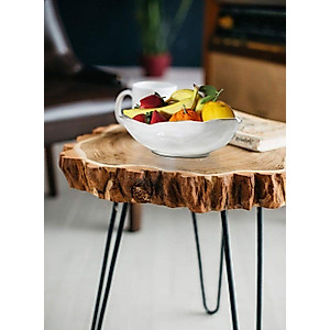 Serene Spaces Living Extra Large Free-Form Edge Glazed Ceramic Bowl - Fruit Basket, Dinnerware, Centerpiece for Vintage Weddings, Events, 10.5" Long, 8" Wide and 3.5" Tall