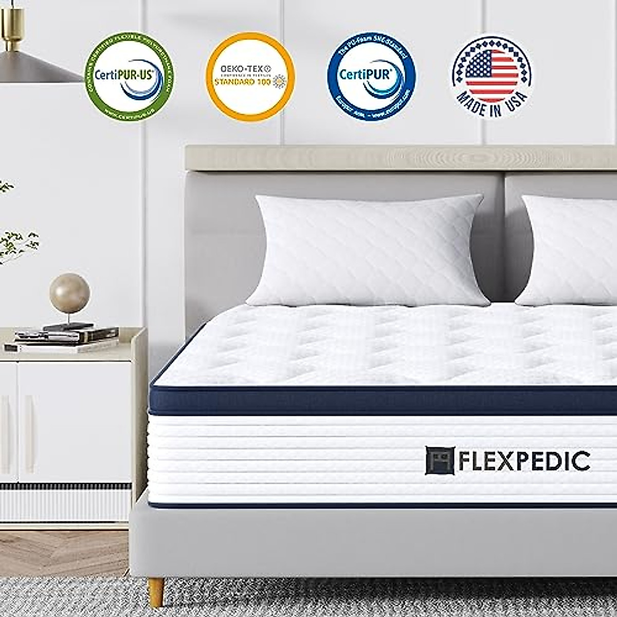 FLEXPEDIC 10" King Mattress, Memory Foam Hybrid Mattress with Space Cotton for Tight Sleep, Medium-Firm Cooling Mattress with Stronger Support, Motion Isolation &Pressure Relief