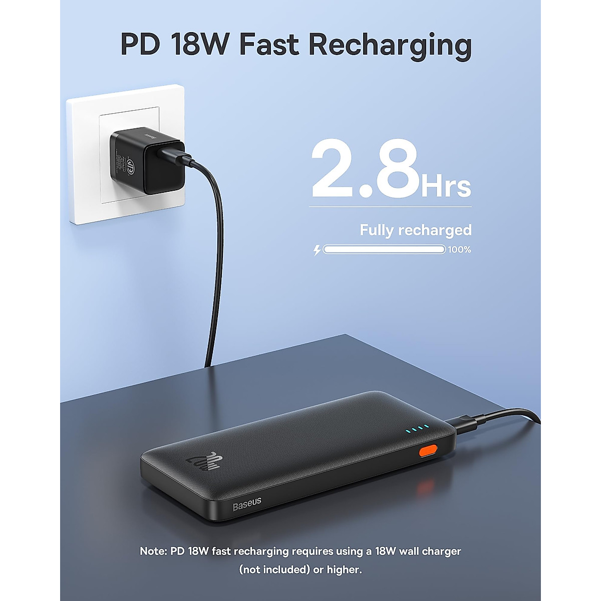 Baseus Portable Charger, 20W PD QC Power Bank Fast Charging, 10000mAh Slim Battery Pack Charger Portable with USB C in&Out for iPhone 15 14 13 12 11 Samsung S23 S22 Google LG iPad