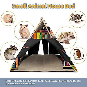 enheng Small Pet Hideout Bookshelf Hamster House Guinea Pig Playhouse for Dwarf Rabbits Hedgehogs Chinchillas
