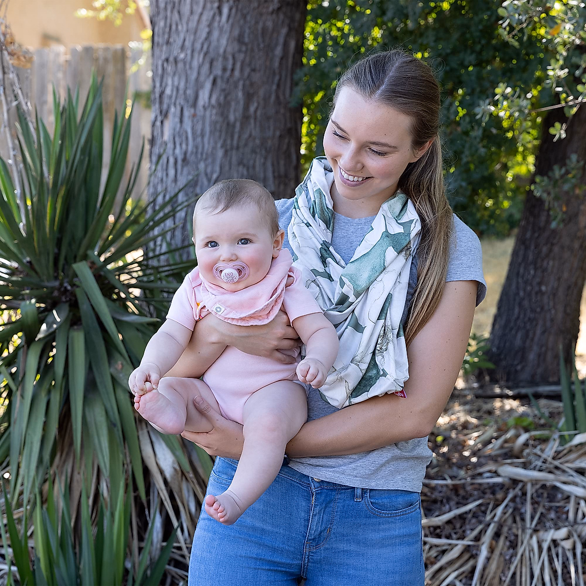 Pobi Baby Premium Multi-Use Cover - Nursing Cover, Baby Car Seat Covers, Shopping Cart, High Chair, and Breastfeeding Cover - Ultra-Soft, Stretchy, Floral Scarf for Baby and Mom (Zephyr Magnolia)