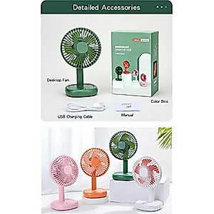 NC Small Desk Fan for Office Table, Cute but Mighty, 3 Speeds, USB Powered, 60° Adjustment, Quiet Portable Personal Fan ,for Home Office Bedroom or Outdoor Use(green)