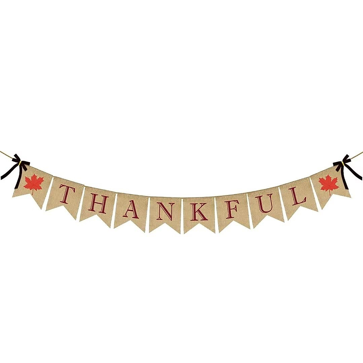 ERKOON Thankful Burlap Banner, Thankful Burlap Wall Banner, Thanksgiving Decor Banner for Harvest Time Thanksgiving Party Decorations