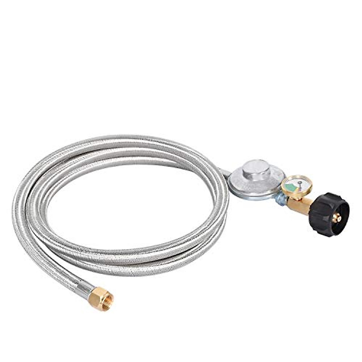 GasSaf 6FT Propane Hose Regulator with Gauge,QCC1 Connection for Most LP Gas Grill, Heater and Fire Pit Table,3/8" Female Flare Nut