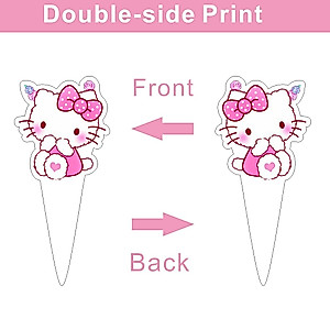 25Pcs Kitty and Friends Cake Topper and Cupcake Toppers Set, Cinnamoroll Kuromi and My Melody keroppi Birthday Party Supplies for Kawaii Themed Birthday Cake Decorations