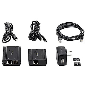 StarTech.com 4-Port USB 2.0 Extender Hub Over Single CAT5e/CAT6 Ethernet Cable (RJ45) - 330ft (100m) - USB Extender Hub Adapter Kit - Metal Housing - Externally Powered - 480 Mbps, TAA