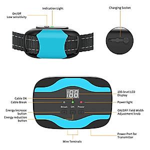 Electric Dog Fence, Wired Pet Containment System 656Ft Electric Fence for Dogs Adjustable Vibration & Rechargeable Underground/Aboveground 2 Waterproof Shock Training Collars Receiver Tone Correction