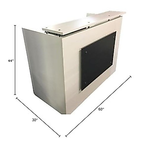 DFS Reception Desk Shell which fits a 15" Monitor - 60" W by 30" D by 44" H White and Black Front