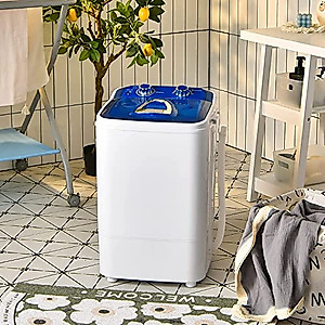 MamaHome DF-X4608-Blue Washing Machine Small Semi-Automatic Compact Washer Spin Cycle Basket, XPB46-1208-Blue, Blue