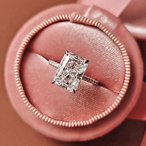 Michooyel 4.0ct Radiant Cut Women's Engagement Ring Simulated Diamond Wedding Ring Promise Ring 925 Sterling Silver Wedding Band