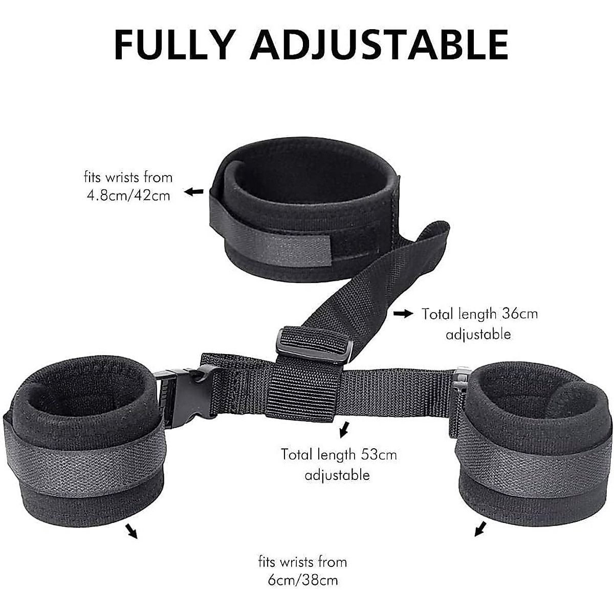 BDSM Neck to Wrist Restraints Bondage Set - Behind Back Handcuffs Collar with Blindfold Adjustable Bondage Set Bed SM Games Play Sex Toys for Couples