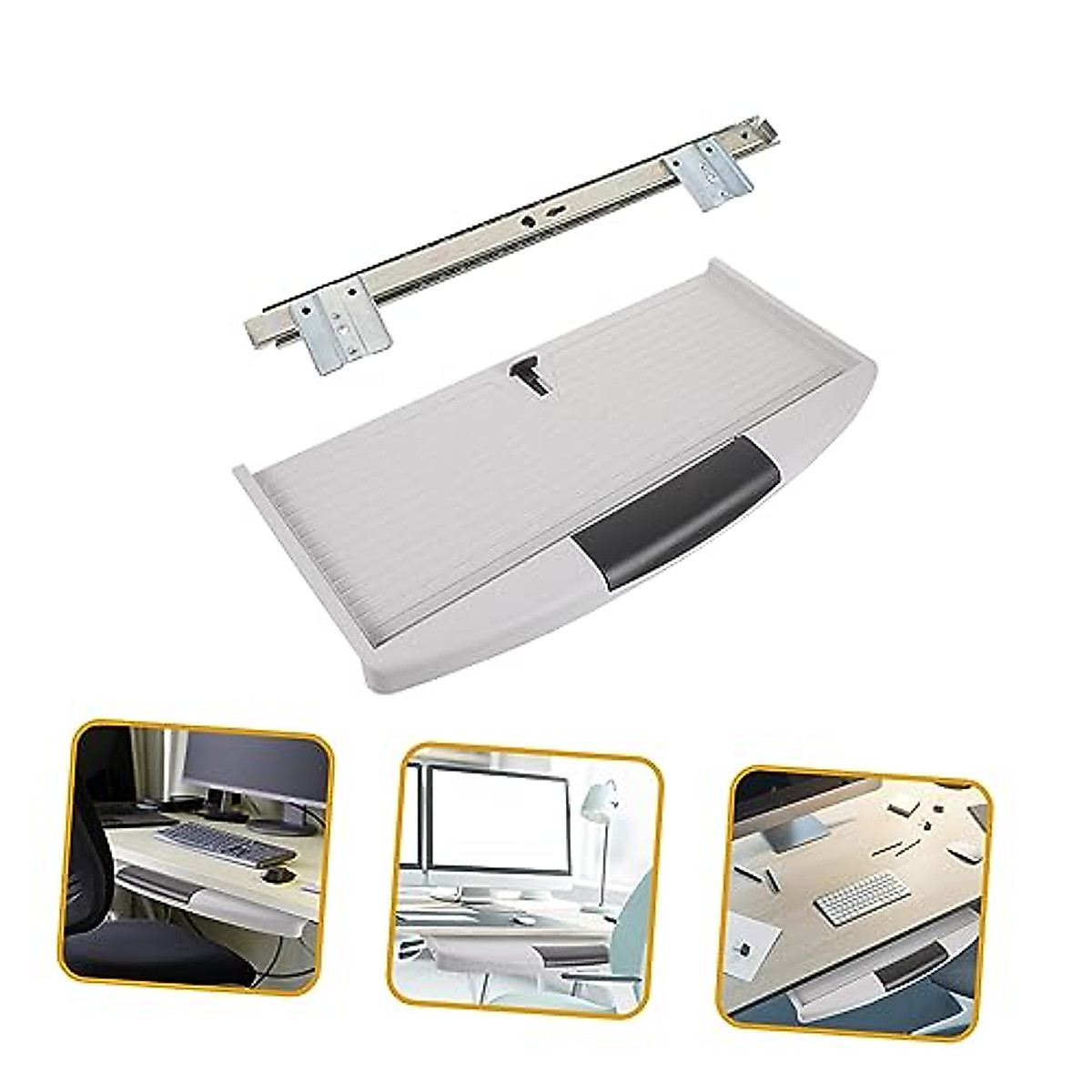 Uonlytech Drawer 1 Set Plastic Trays Desk Tray abs Ergonomic Keyboard Tray Keyboard Under Desk Mount Keyboard Stand Keyboard Slide Out Tray Computer Desk Slider