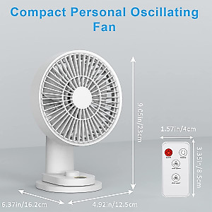 Portable Rechargeable Clip on Fan with Remote, Camping Fan Auto Oscillating Quiet USB Desk Fan 6 Inch Battery Operated Personal Fan Strong Airflow Ideal for Golf Cart Gym Camping Travel Home Office