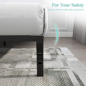 yookare 14 Inch Tall 3500lbs Heavy Duty Metal Bed Frame/with Storage/Mattress Foundation/Steel Slats Platform/Noise Free/No Box Spring Needed,Cal King