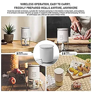 Baby Food Maker | Baby Food Processor with Kitchen Scale, Wireless Portable Food Chopper Electric, Suitable for Meat, Vegetables, Fruits, Spices, Baby Food (300ML)