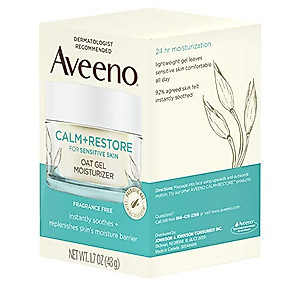 Aveeno Calm + Restore Triple Oat Hydrating Face Serum for Sensitive Skin, Gentle and Lightweight Facial Serum to Smooth and Fortify Skin, Hypoallergenic, Fragrance- and Paraben-Free, 1 fl. Oz