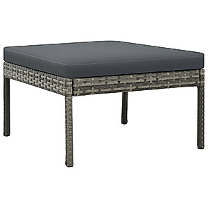 FurturHome 3 Piece Garden Lounge Set with Cushions | Outdoor Patio Furniture Sets with Tea Table | PE Rattan Sectional Patio Sofa Set | Patio Sofa Couch Conversation Set | Gray Poly Rattan