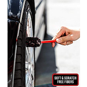 Adam's Wheel Woolies Car Detailing Brush (Bundle) - Car Cleaning Wheel Brush | Use W/Wheel Cleaner, Rim Cleaner, Chrome Cleaner | Car Wash Brush Cleans Brake Dust from Barrels & Hard to Reach Areas