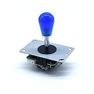 Arcity 2 Pcs Arcade Joystick Oval Bat Top Topper Knob Ball Red and Blue Transparent Clear Handle American Type Style for Zippy SANWA SEIMITSU Arcade1up Machine Console Cabinet New (HY-PJ093-1)