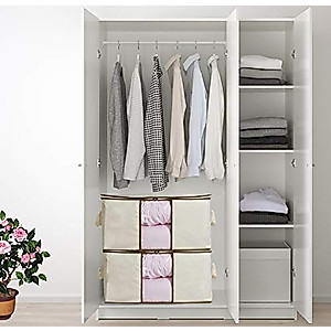 MISSLO Jumbo Zippered Storage Bags for Closet King Comforter, Clothes, Blanket Organizers Heavy Fabric Space Saver