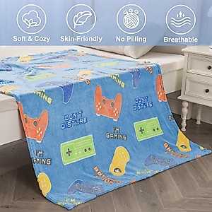 Levens Glow in The Dark Gaming Blanket for Boys - Christmas Easter Valentine's Gifts Toys for Teens, Gamer Stuff Controller Throw Decor Presents Kids Age 8 9 10 11 12 13 14 15 Year Old Boy 50"x60"