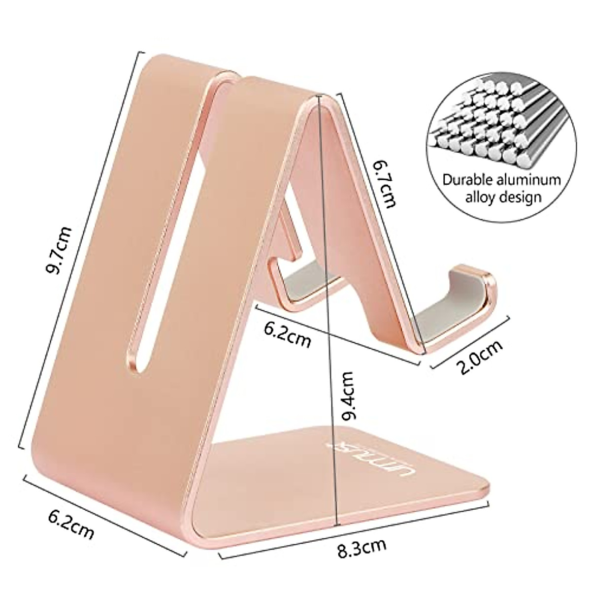 Urmust Cell Phone Stand for Desk Phone Holder Dock Cradle Stand for iPhone 14 13 12 11 Pro Max X Xr 8 Plus 7 6,Tablet(4-10in) [2023 Updated Version] Gold